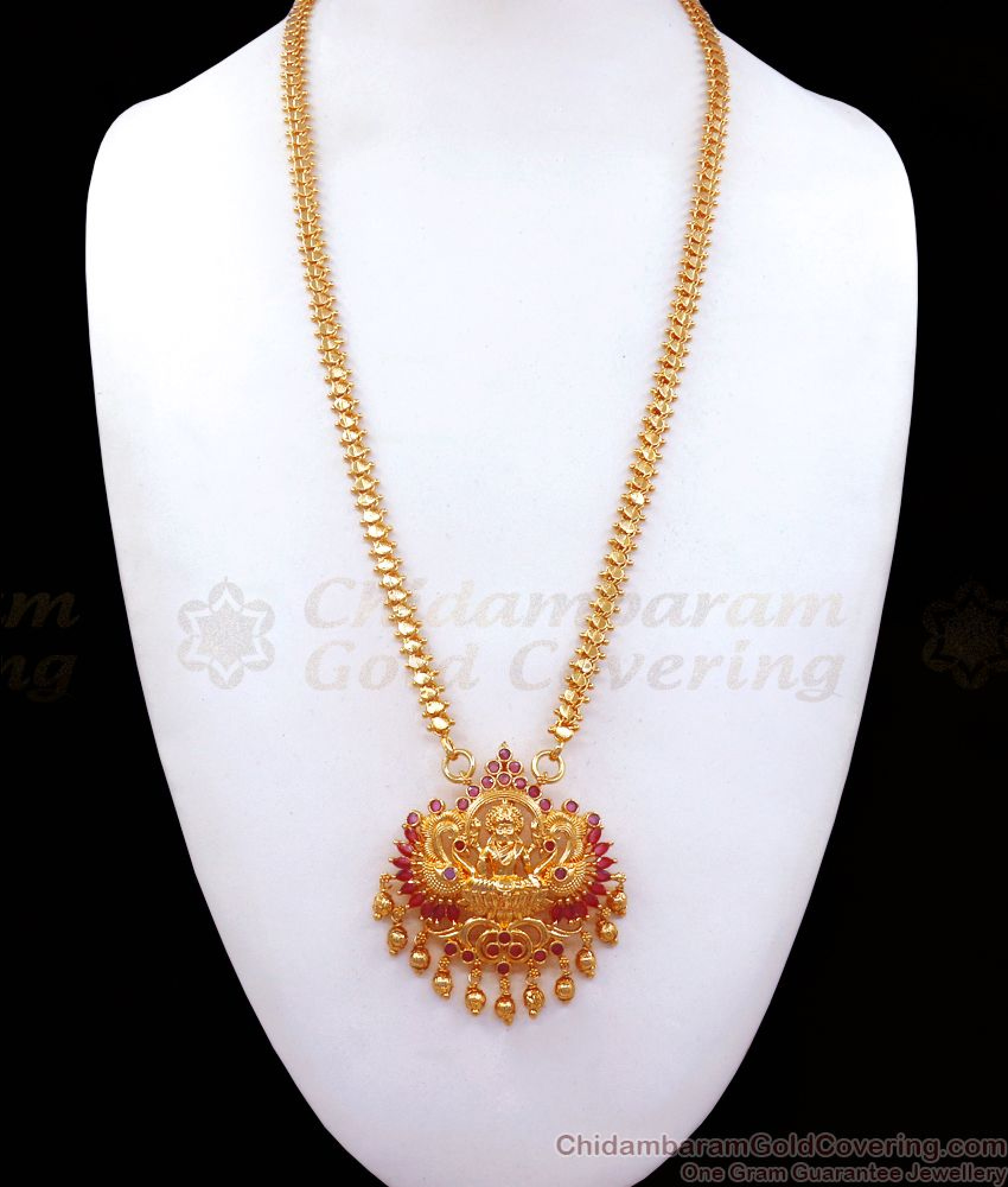 Buy Lakshmi Dollar Gold Imitation Chain Ruby Stone BGDR913
