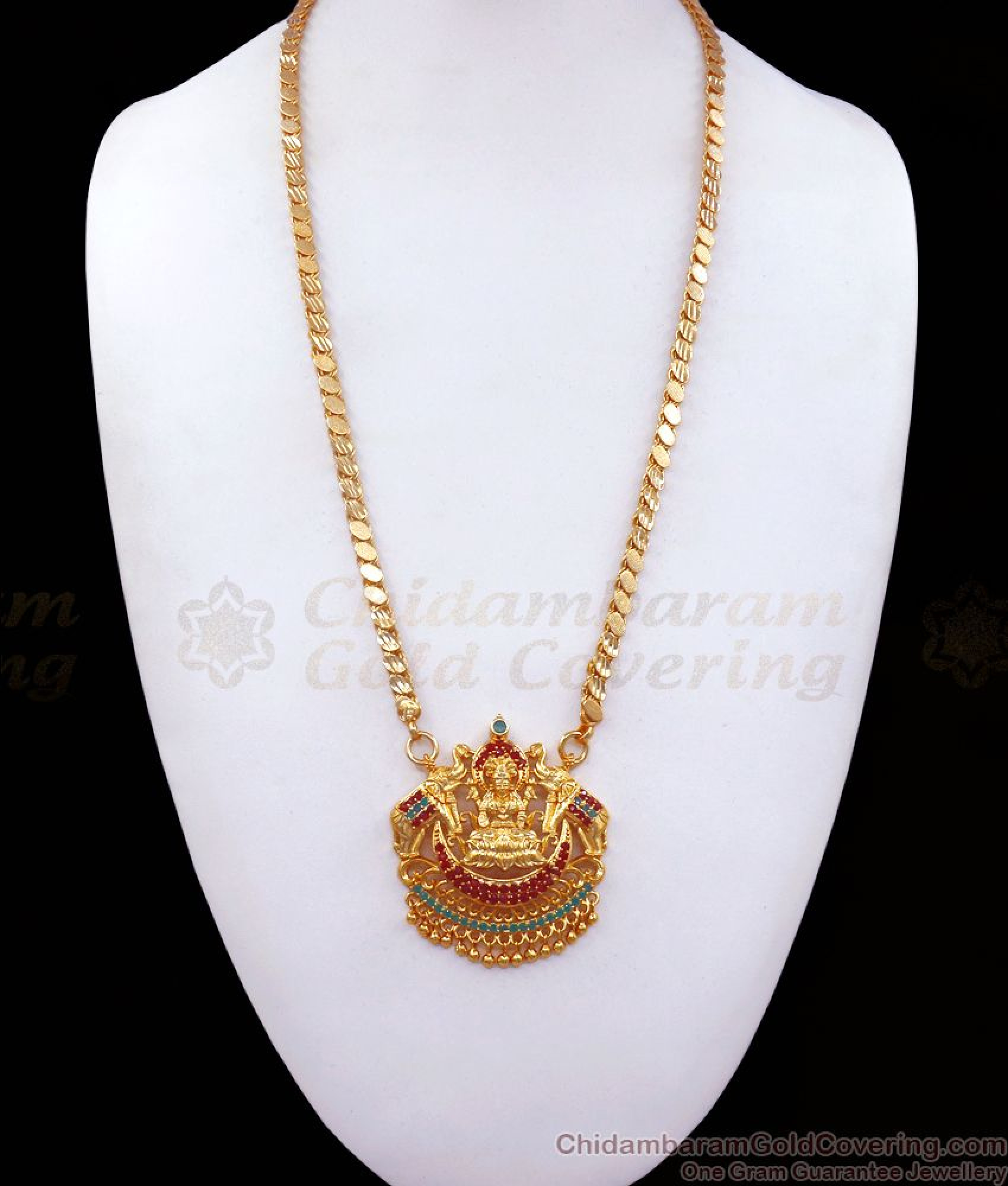 Buy One Gram Gold Dollar Chain Lakshmi And Elephant BGDR914