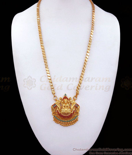 Buy One Gram Gold Dollar Chain Lakshmi And Elephant BGDR914