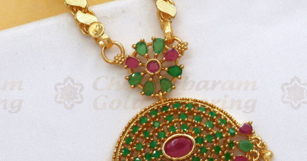 30 Inches Long Premium Gold Coated Dollar Chain Multi Stone Collections ...