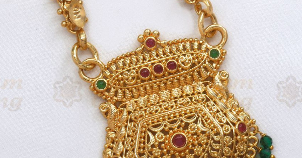 30 inches Long One Gram Gold Dollar Chain For Women Traditional Wear ...
