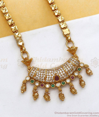 Stylish Dancing Peacock Dollar With Ruby Stone Gold Chain BGDR971