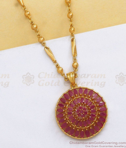 Buy Unique Gold Plated Locket Chain Ruby Stone Design For Women BGDR1154
