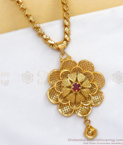 Divine Lakshmi Dollar Gold Chain Ruby Stone BGDR801