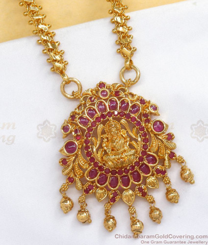 Buy Traditional Mango Design Gold Dollar Chain With White Pearls BGDR958
