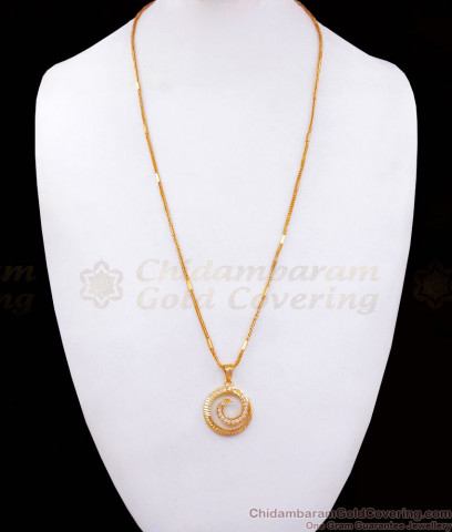 1 Gram Gold Floral Pendant Cubic Chain Office Wear Collections BGDR981