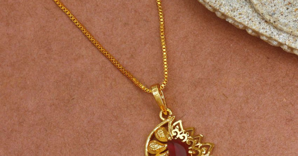 Buy Attractive Gold Plated Dollar Chain With Ruby Stone Design BGDR992