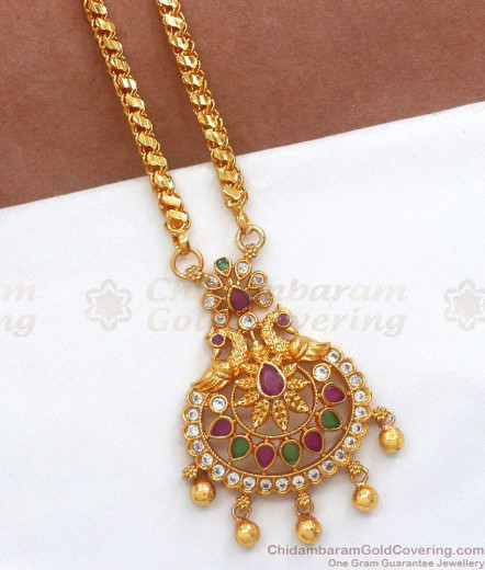 Unique Handmade Multi Stone Gold Plated Dollar Chain For Ladies Daily ...