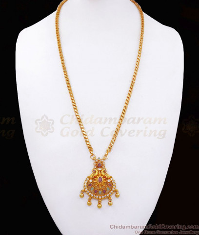 Unique Handmade Multi Stone Gold Plated Dollar Chain For Ladies Daily ...