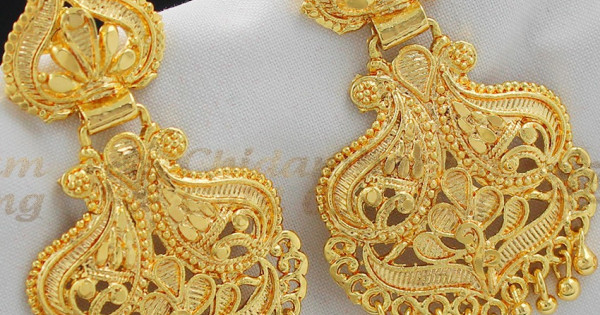Gold Inspired Plain Big Danglers for Marriage Function ER1032