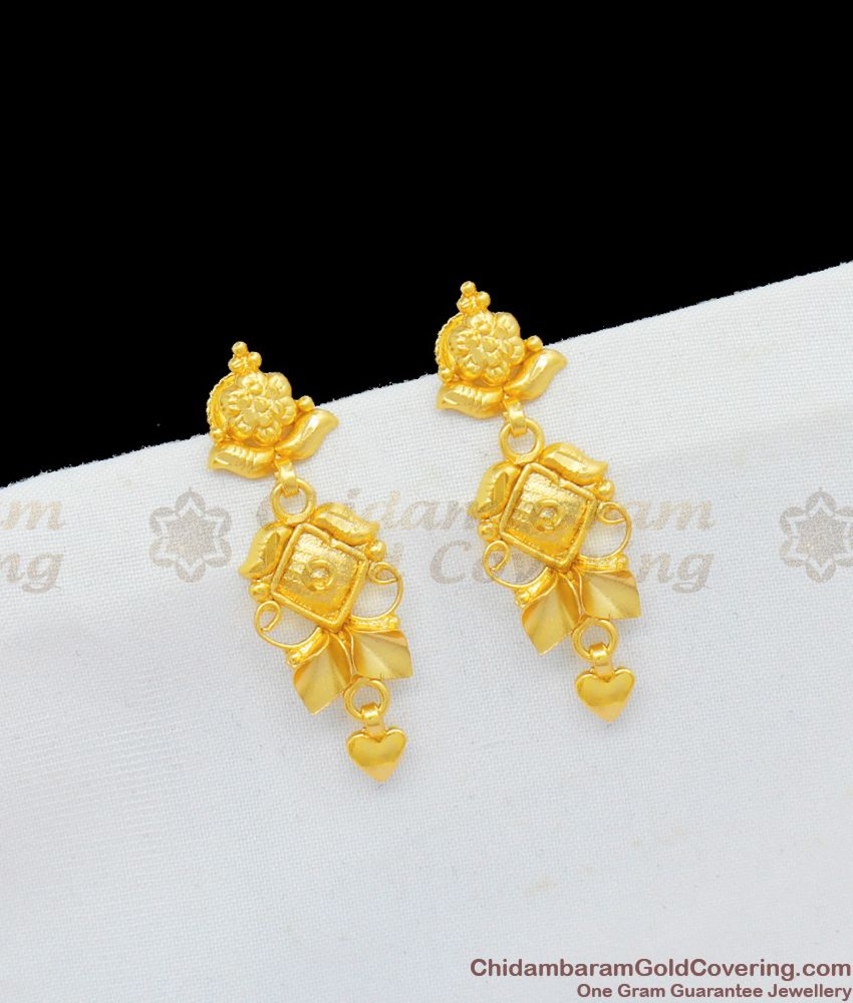 Admiring Little Heart Model Gold Forming Danglers Model For Ladies ...