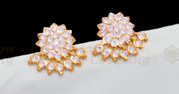Traditional Poo Thodu Gold Impon Five Metal Studs For Daily Use ER1803