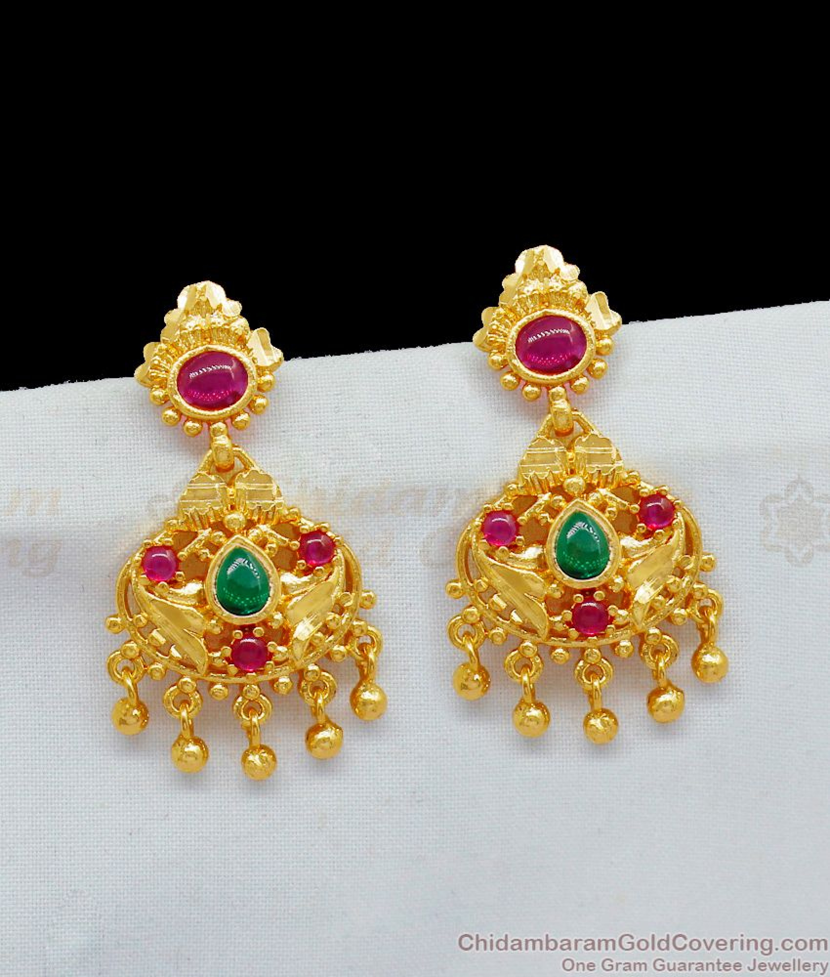 Ruby Emerald Stone Casual Design Gold Plated Dangler With beads ...