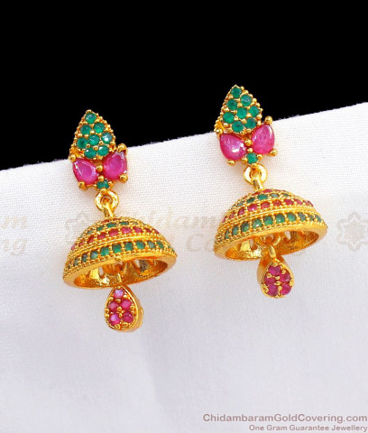 Elegant White Stone Lakshmi Kasu Jhumkas Design ER3128