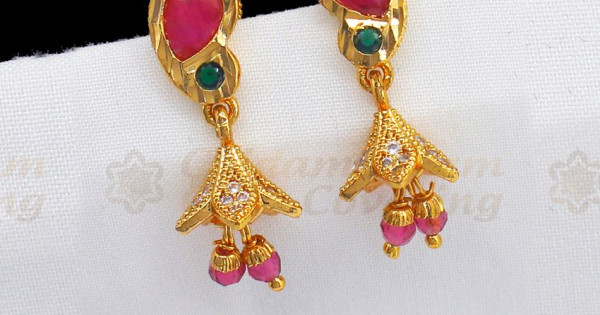 Colorful Multi Stone Gold Jimiki Earrings For Party Wear ER2272
