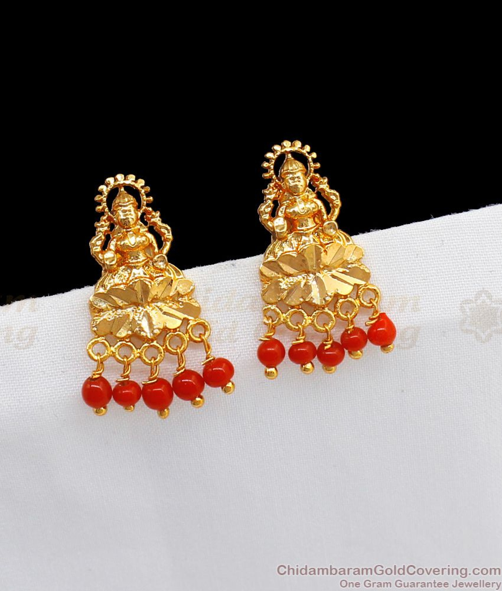 Divine Lakshmi Design Pavala Stone Earrings ER2319
