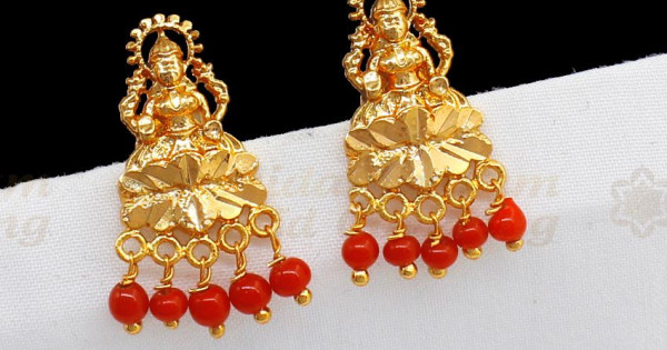Divine Lakshmi Design Pavala Stone Earrings ER2319