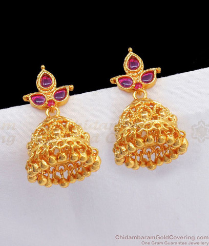 Fancy Jimiki Design Ruby Stone Gold Earrings Shop Online ER2698