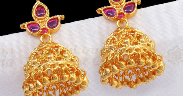 Buy Bollywood Fashion Ruby Stone Umbrella Jumiki Collections ER2339