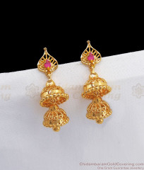 Original One Gram Gold Ruby Stone Small Jimiki Earrings ER2688