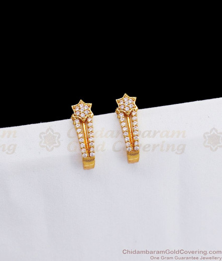 Tiny AD White Stone Gold Small Jimiki Earrings Office Wear ER2668