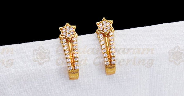 Star Design AD White Stone Stud Gold Earrings Shop Online ER2676
