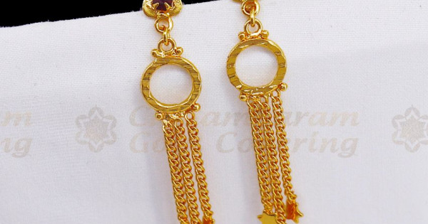 Heart Design Chain Long Dangler Gold Earrings Collections ER2686