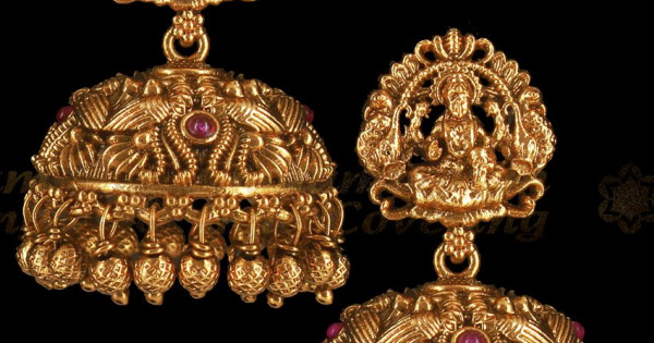 Temple Jewelry Large Jhumkas | Antique gold earrings Nagas Collections