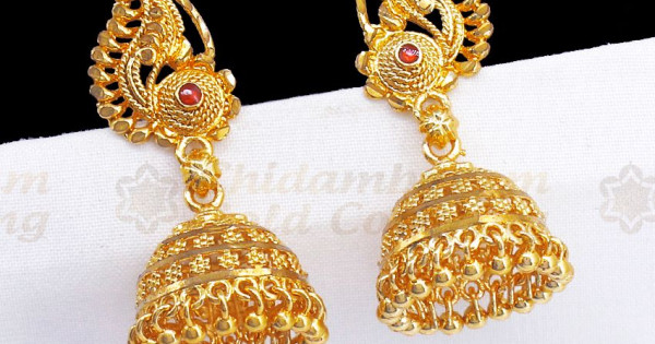 New Trendy Gold Jhumki Ruby Stone Womens Fashion ER2761