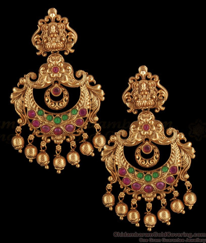 Gold Cluster Antique Jhumka Earrings Gold Kammal Traditional Design ER2617