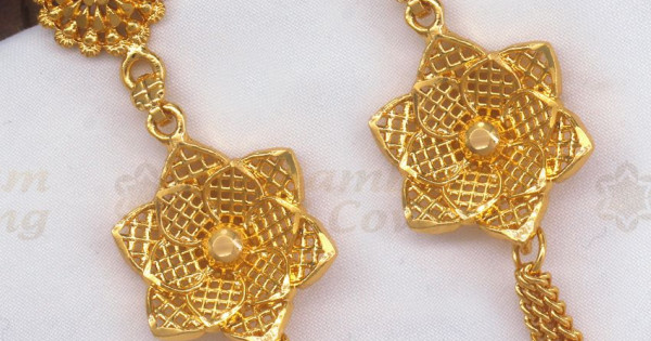 Plain Gold Danglers and Long Danglers - Chidambaram Gold Covering