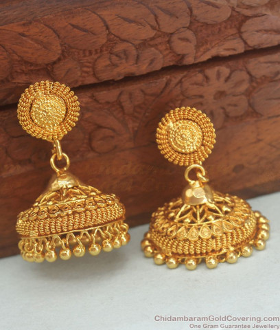 One Gram Gold Plated Long Jhumki Kerala Type Bridal Jewelry ER3567