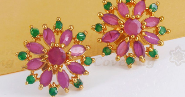 Buy 1 Gram Gold Stone Stud Earrings Online at Best Prices in India