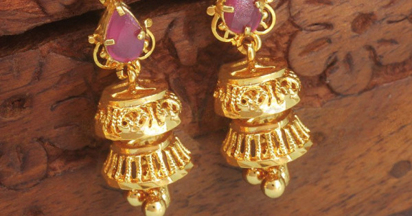 Buy Ruby Stone Gold Adukku Jhumki Earring With Price ER3177