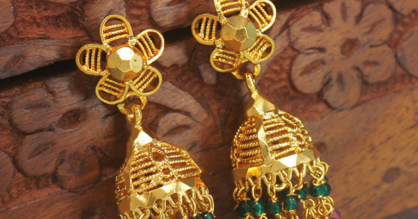 Gorgeous Ruby Emerald Cluster Jhumki One Gram Gold Earring ER3279