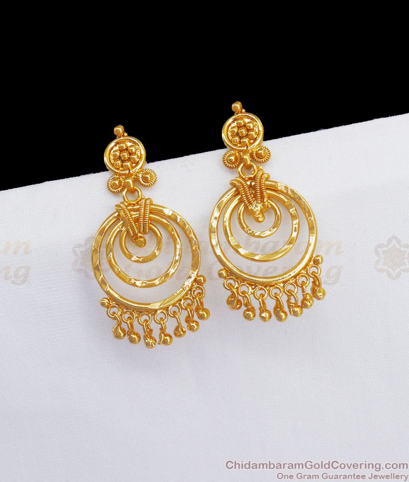 Buy Simple Plain Gold Earring Dangler Design ER3327