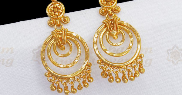 Buy Simple Plain Gold Earring Dangler Design ER3327