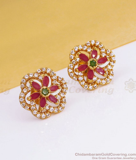 Ear Rings, Studs, Ruby and American Stone Ad Stones Studs, Baby ...