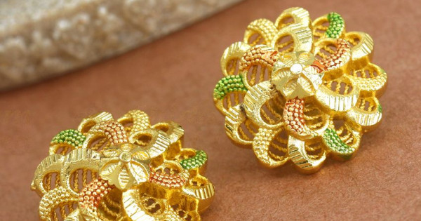 Grand Meenakari Pattern Big Stud Earring Forming Collections ER3427