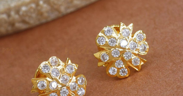 Full White Stone Stud Earring 5 Metal Jewelry Collections ER3435