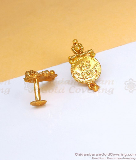 One Gram Gold Double Lakshmi Coin Design Stud Earring ER3479