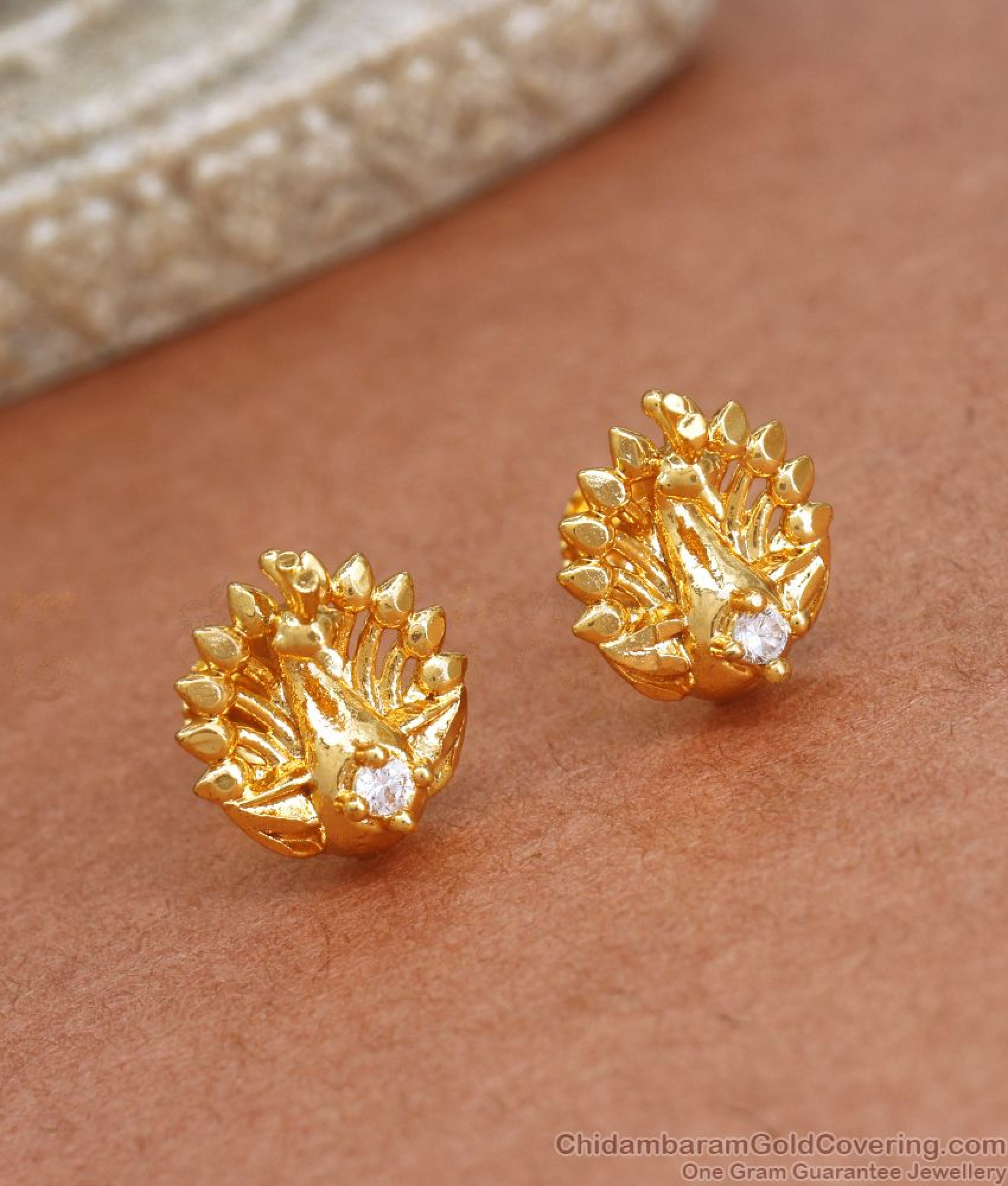 Buy Gold Plated Stud With White Stone ER3487