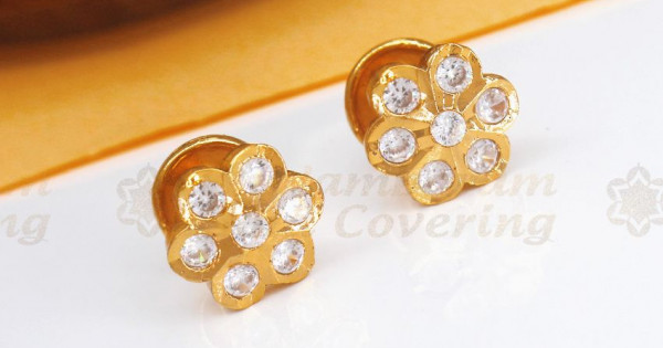 5 Metal Panchaloha Stud Small Flower Design ER3509