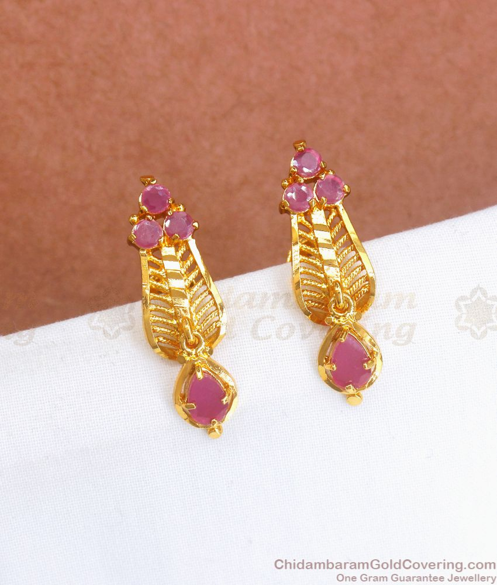 One Gram Gold Stud Earring Gopuram Design Shop Online ER3530