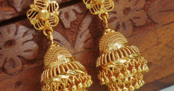 Real Gold Tone Adukku Jhumki Collections Available Online ER3598