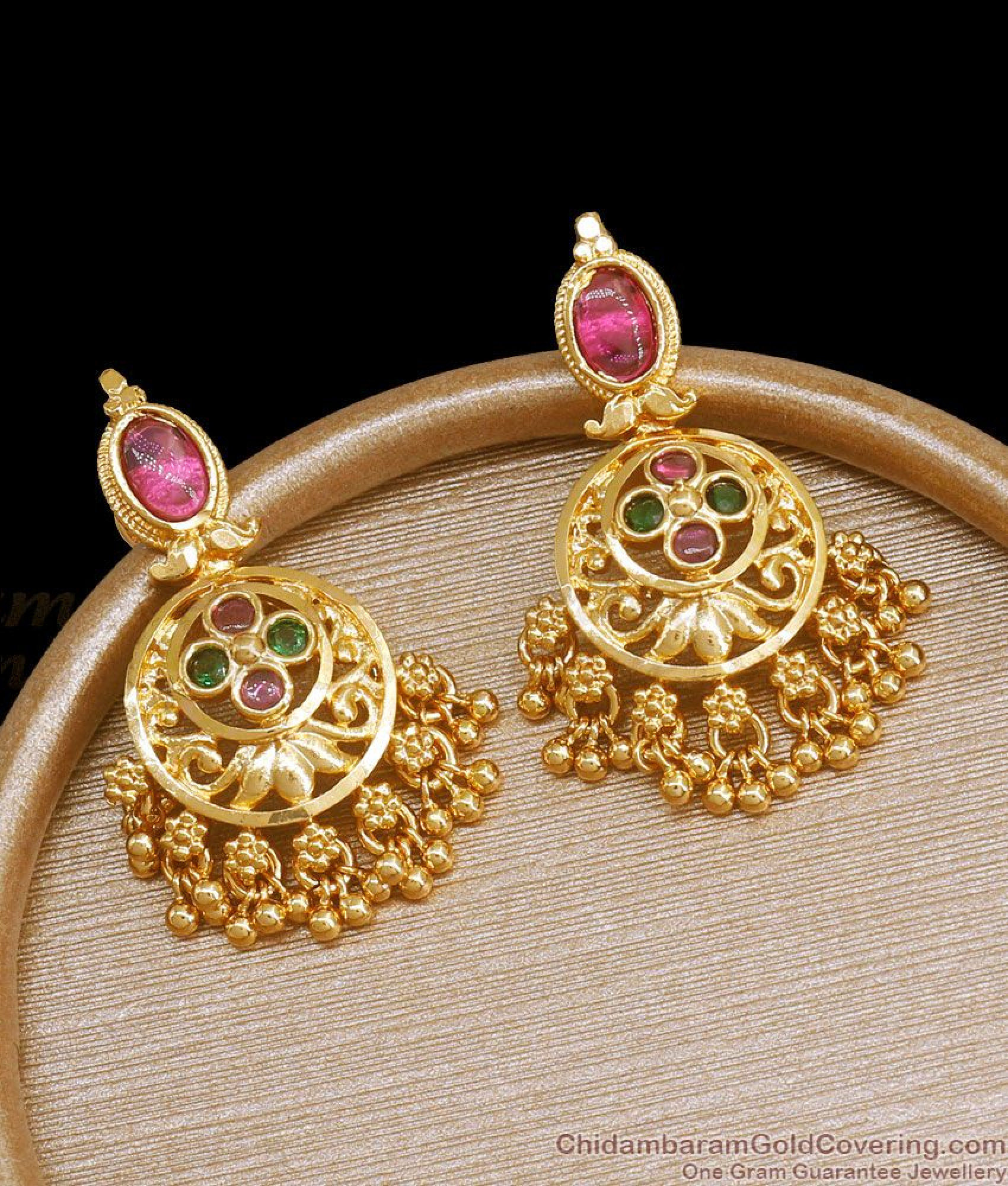 Beautiful Full Beads Gold Plated Dangler Earrings Collections ER3614