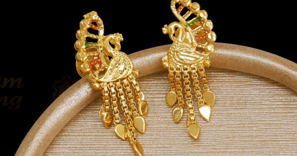 2 Gram Gold Earrings Meenakari Pattern Danglers Shop Online ER3624