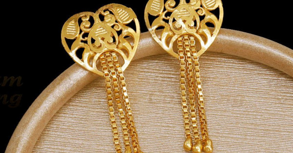 Valentine Heart 2 Gram Gold Earrings Hanging Danglers Collections ER3634