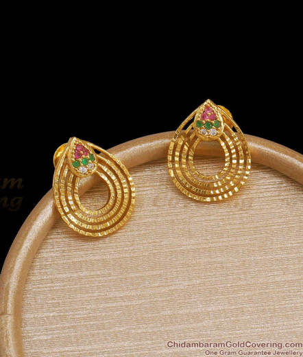 New One Gram Gold Stud Earring Diamond Stone ER2888