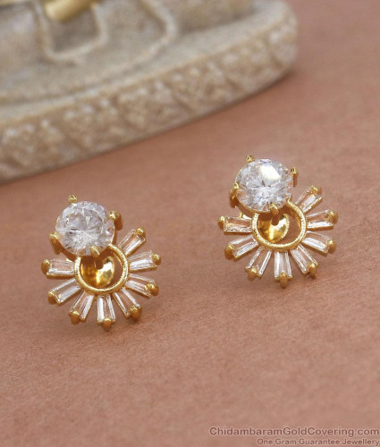 Beautiful White Stone Gold Plated Studs Snowflake Designs ER3782